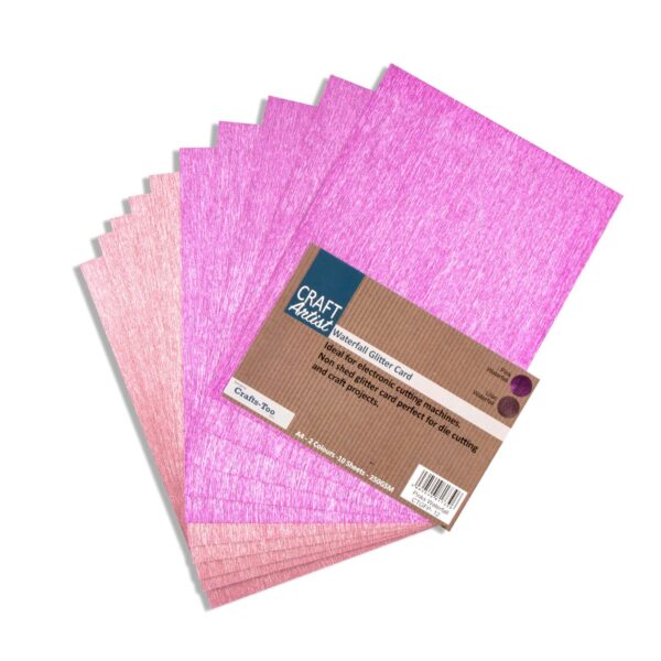 Craft Artist Waterfall Glitter Card A4 Pinks - Art of Craft