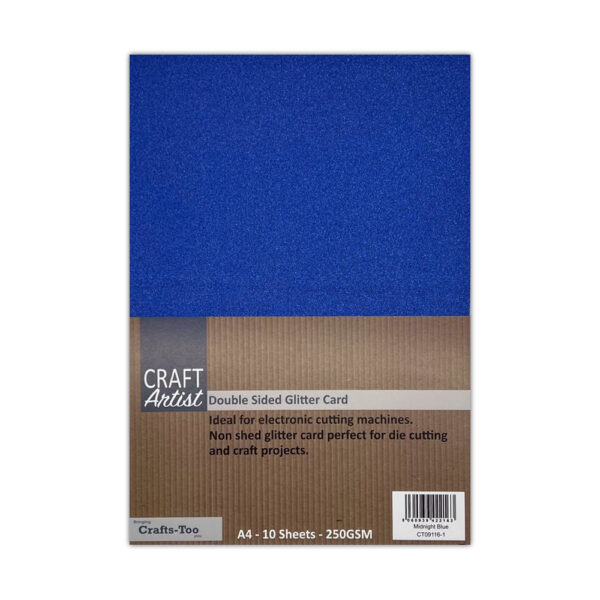 Craft Artist Double Sided Glitter Card Midnight Blue - Art of Craft