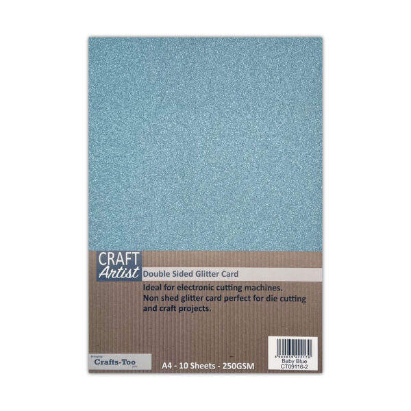 Craft Artist Double Sided Glitter Card Baby Blue - Art of Craft
