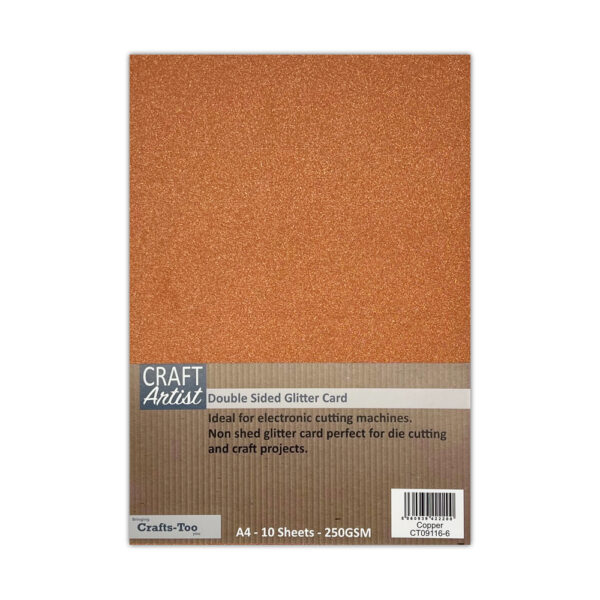 Craft Artist Double Sided Glitter Card Copper - Art of Craft