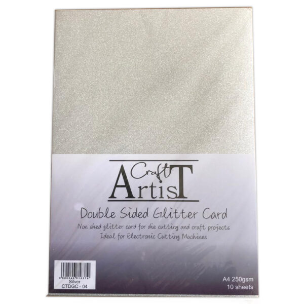Craft Artist Double Sided Glitter Card Silver - Art of Craft
