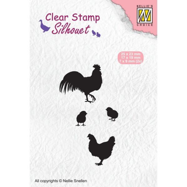 Silhouette Rooster, Hen and Chicks - Art of Craft