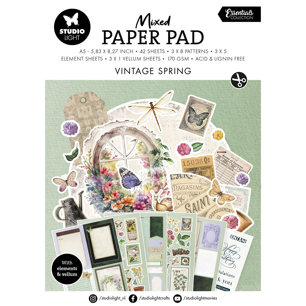Essentials Mixed Paper Pad Vintage Spring - Art of Craft