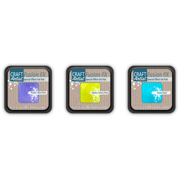 Craft Artist Pearl Fusion FX Special Effect Ink Pad Blue Pearl, Yellow ...
