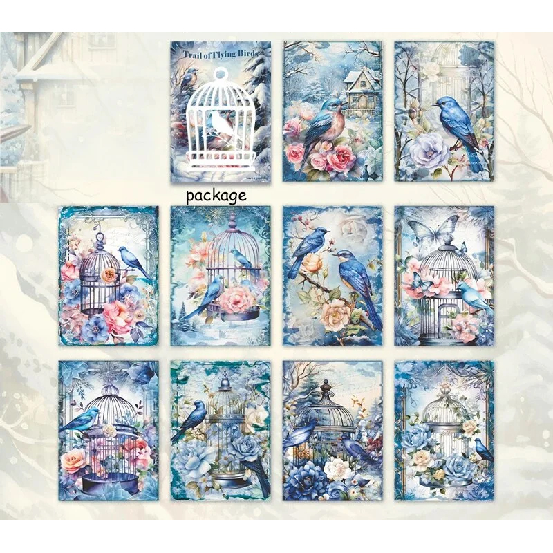Decorative Background Papers - Trail of Flying Birds Blue - Art of Craft