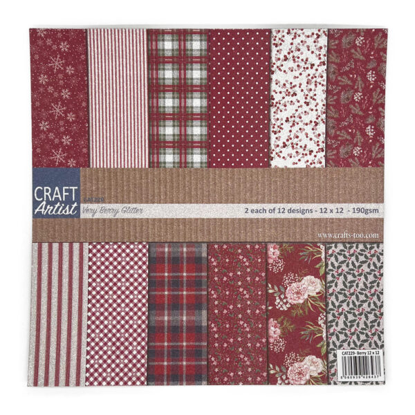 Craft Artist Very Berry Glitter Paper Pad 12" x 12" - Art of Craft