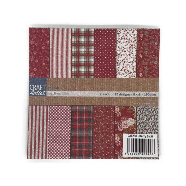 Craft Artist Very Berry Glitter Paper Pad 6" x 6" - Art of Craft