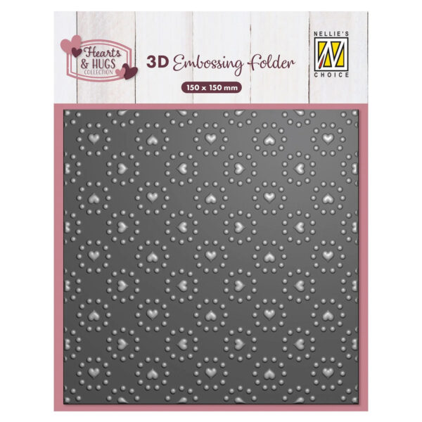 Nellie's Choice 3D Embossing Folder - Hearts & Dots - Art of Craft
