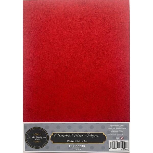 Jamie Rodgers Crafts Rose Red Crushed Velvet Paper - Art of Craft