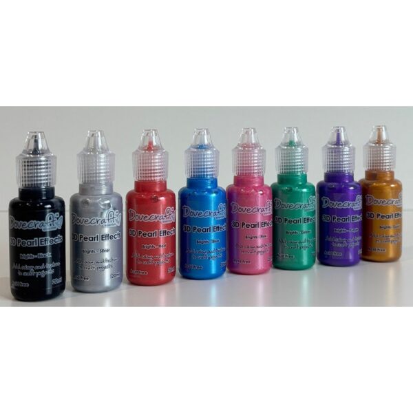 Dovecraft 3D Pearl Effects Glue - 8 Bright Colours 20ml Bottles - Art ...