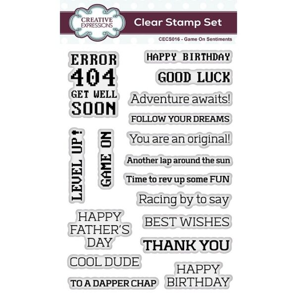 Creative Expressions Game On Sentiments A6 Clear Stamp Set - Art of Craft
