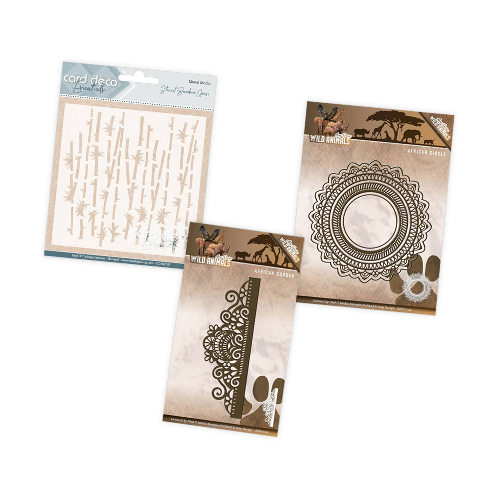 Amy Design Wild Animals African Circle, Border & Bamboo Stencil set ...